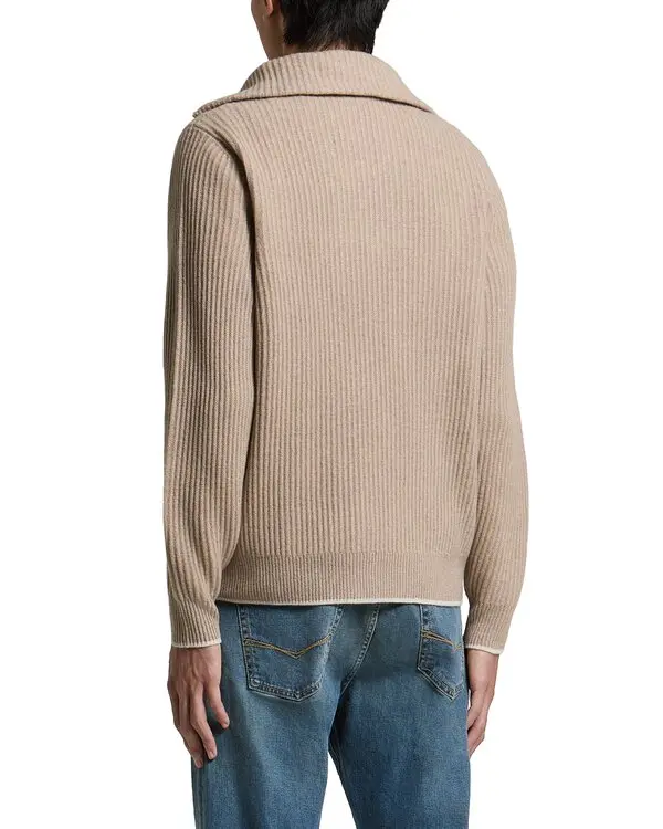 Peserico Cable Knit Extra Fine Wool & Cashmere Half Zip Sweater