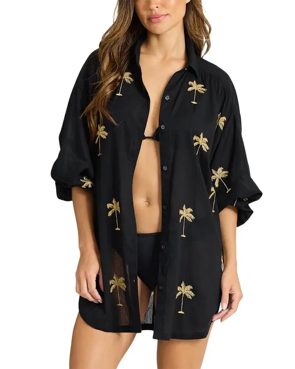 Tommy Bahama Catalina Coat Pineapple Embroidered Cover-up