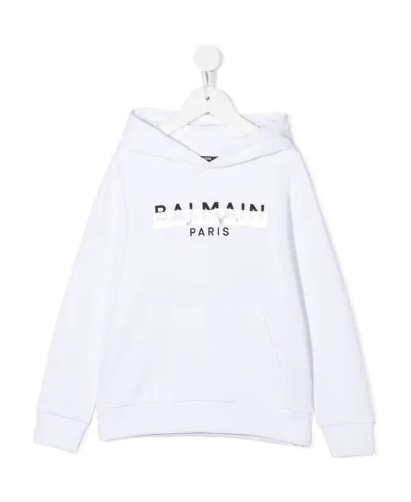 Balmain Logo Print Cotton Hoodie