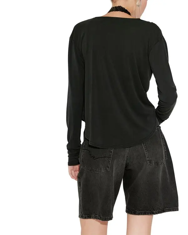 Free People Jane Long Sleeve Cowl Neck Top - Black