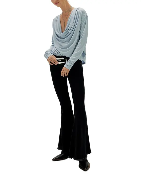 Free People Jane Long Sleeve Cowl Neck Top - Grey Dawn