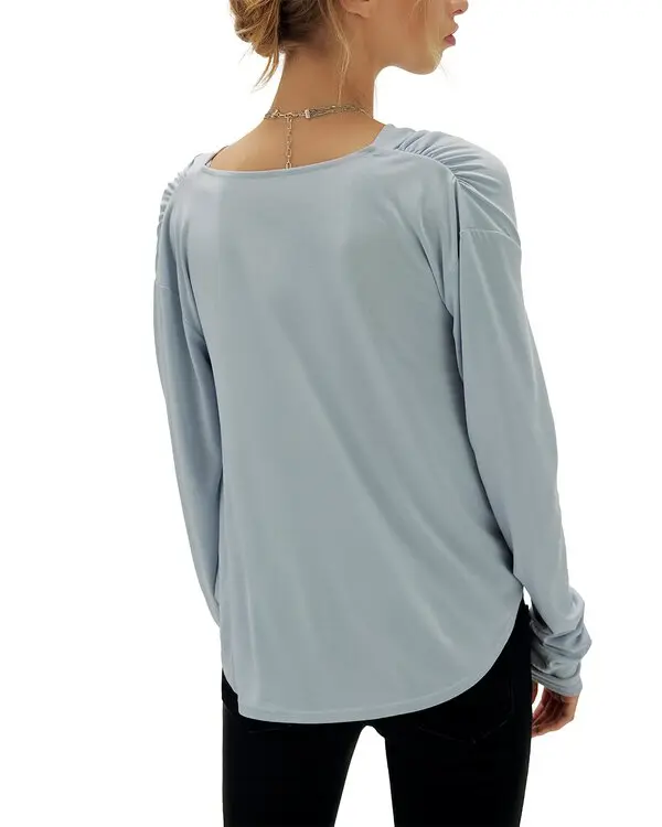 Free People Jane Long Sleeve Cowl Neck Top - Grey Dawn