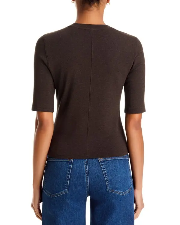 FRAME Ribbed Crewneck T-shirt - Coffee Heather