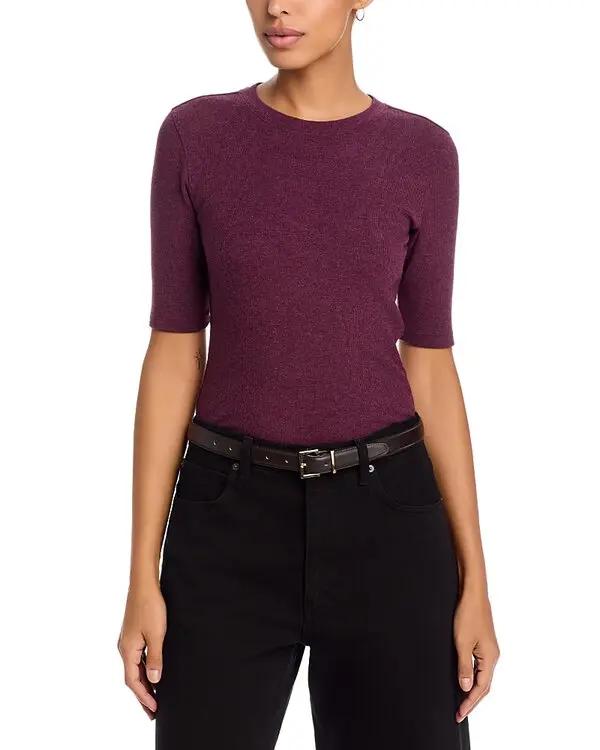 FRAME The Rib Crewneck Tee - Currant Heather
