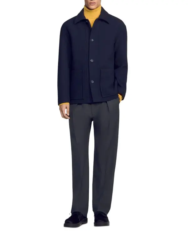 Sandro Blouson Wool Blend Worker Jacket
