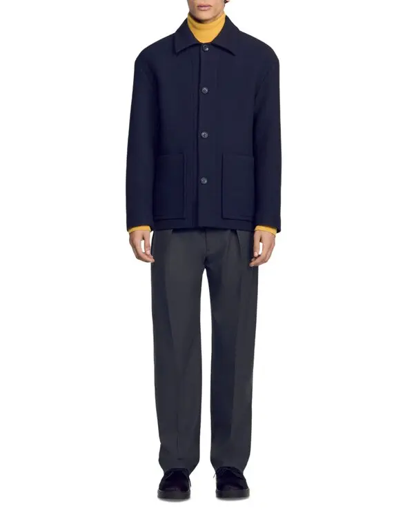 Sandro Blouson Wool Blend Worker Jacket