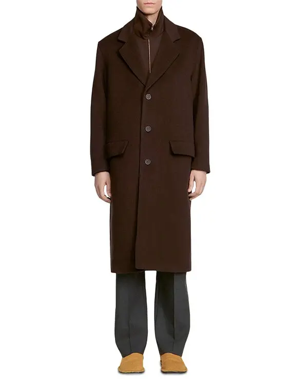 Sandro William Heather Wool Blend Long Coat - Chocolate