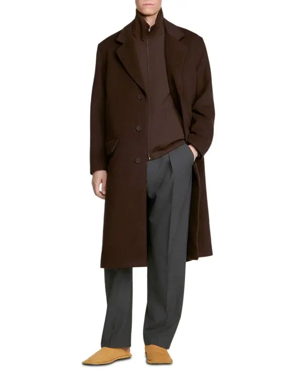 Sandro William Heather Wool Blend Long Coat - Chocolate