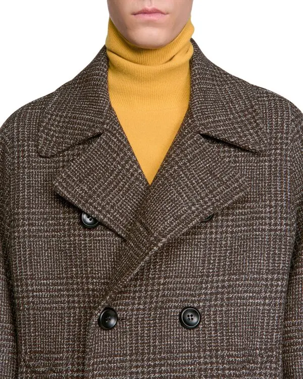 Sandro Otto Wool Blend Check Double-breasted Coat