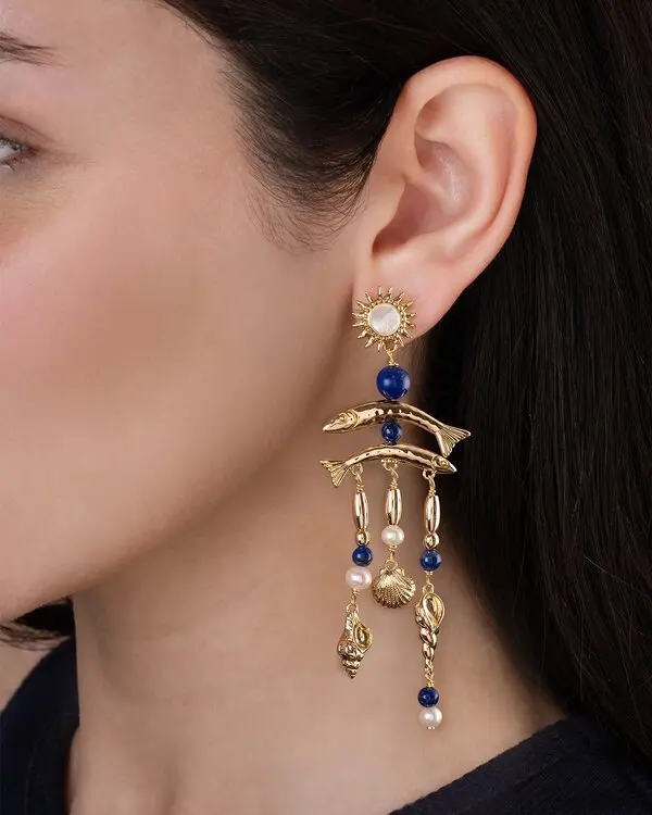 ANABEL ARAM Milos Fish Statement Earrings