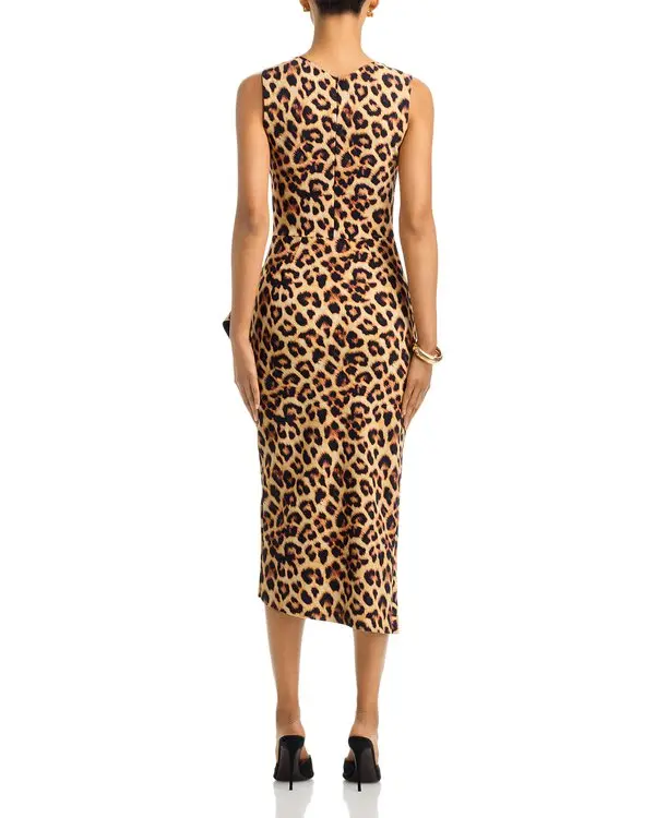 Chiara Boni La Petite Robe Asymmetrical Drape Leopard Print Midi Dress