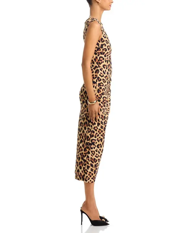 Chiara Boni La Petite Robe Asymmetrical Drape Leopard Print Midi Dress