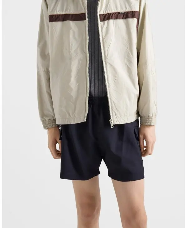 Prada Mohair Wool Drawstring Cargo Shorts