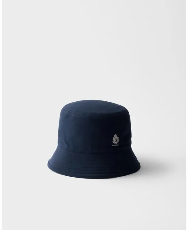 Prada Pique Bucket Hat With Embroidered Logo - Navy