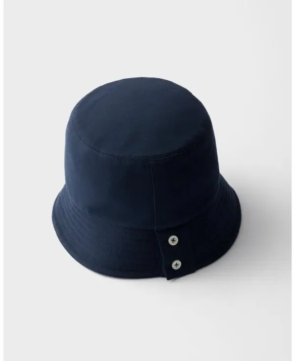 Prada Pique Bucket Hat With Embroidered Logo - Navy