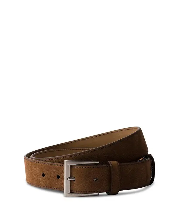 Prada Nubuck Leather Belt With Enameled Triangle Logo - Cocoa Brown
