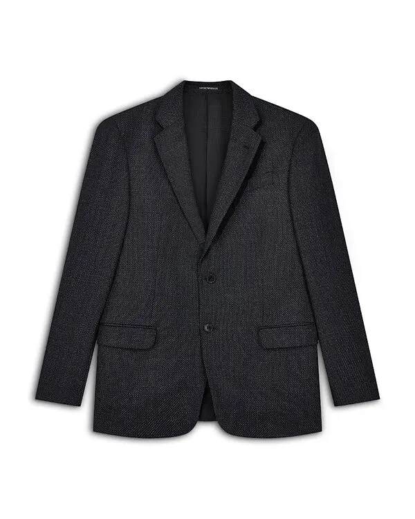 Emporio Armani Regular Fit Textured Wool Blend Blazer
