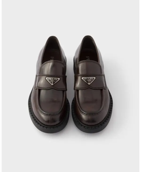 Prada Aged Leather Loafers - Cocoa Brown