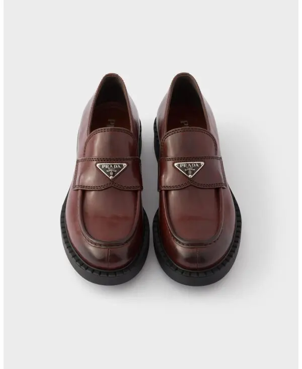 Prada Aged Leather Loafers - Cocoa Brown