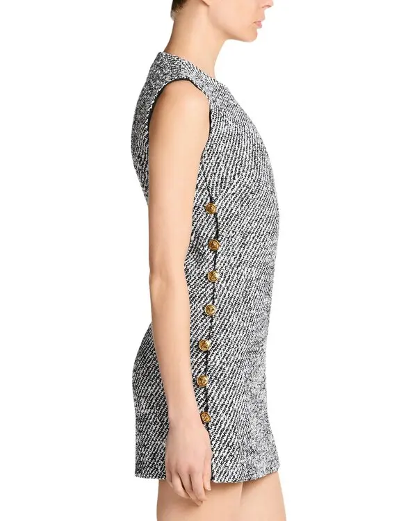 Versace Wool & Silk Button Trim Dress