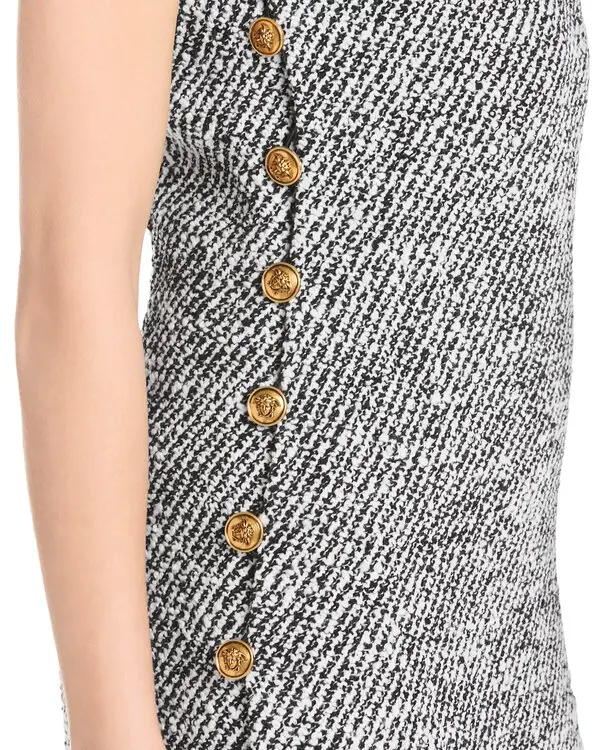 Versace Wool & Silk Button Trim Dress