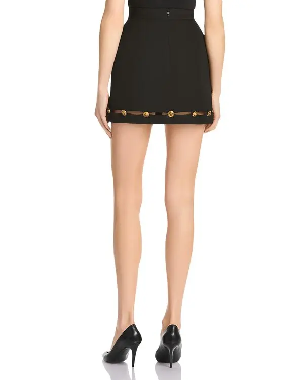 Versace Wool Button Trim Cutout Accent Skirt