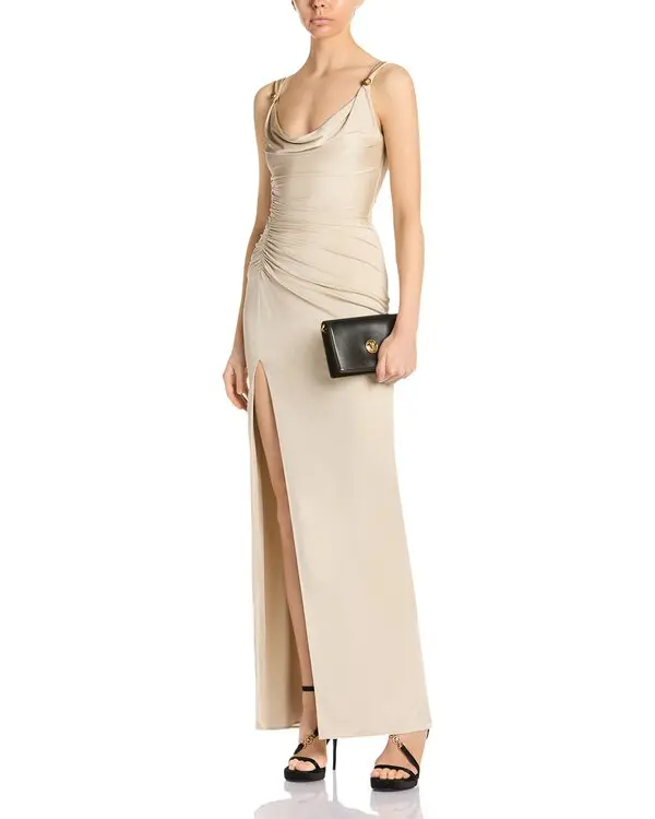 Versace Cowl Neck Ruched Gown