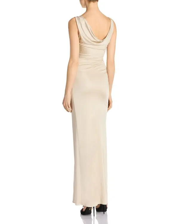 Versace Cowl Neck Ruched Gown