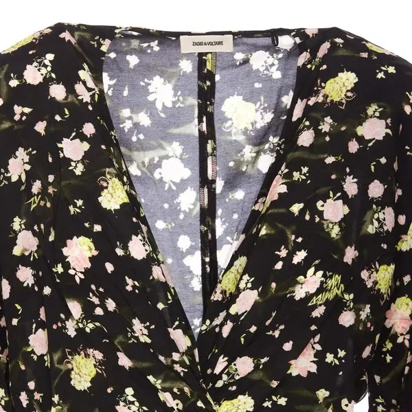 Zadig&Voltaire Floral Print V-neck Dress - Black