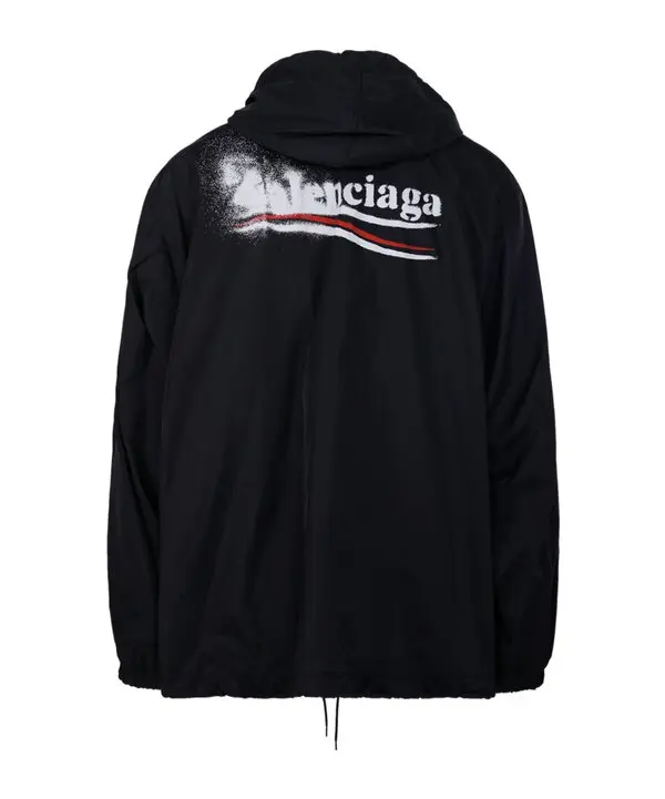 Balenciaga Logo Printed Hooded Short Windbreaker