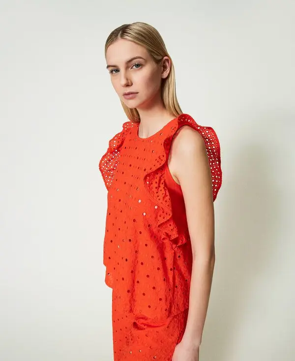 TWINSET Broderie Anglaise Ruffled Top