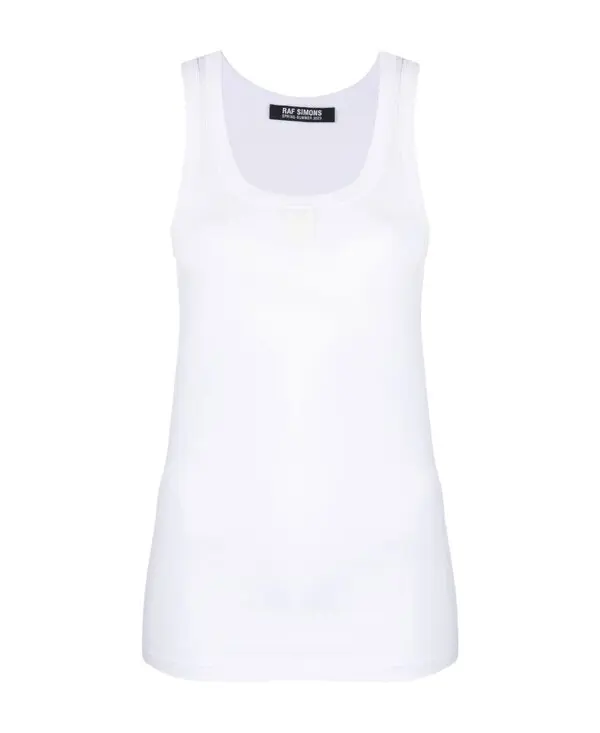 Raf Simons Scoop Neck Sleeveless Top With Logo Decals