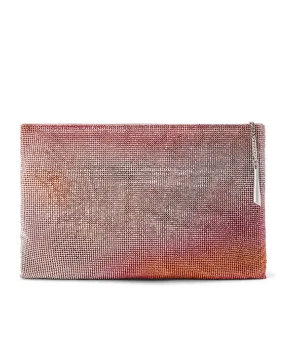 Benedetta Bruzziches Rhinestone Embellished Mesh Clutch Bag - Nude