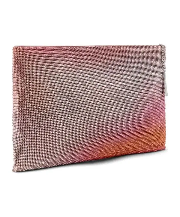 Benedetta Bruzziches Rhinestone Embellished Mesh Clutch Bag - Nude
