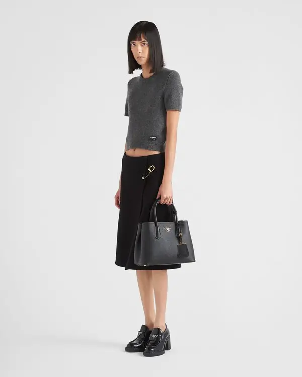 Prada Double Medium Saffiano Leather Bag - Black