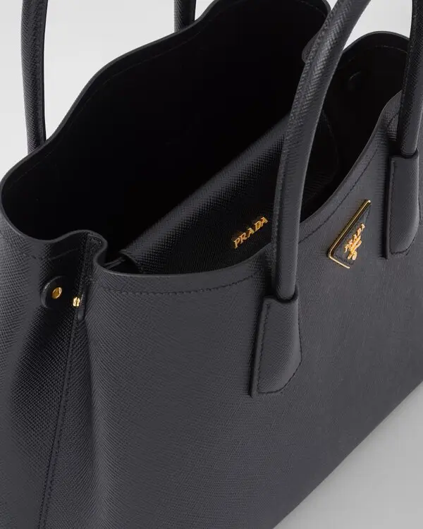 Prada Double Medium Saffiano Leather Bag - Black