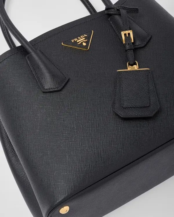 Prada Double Medium Saffiano Leather Bag - Black