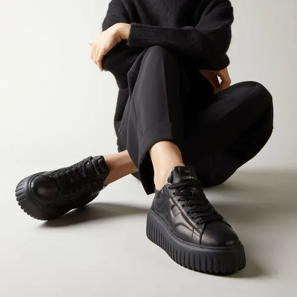 Hogan H-stripes Low-top Platform Sneakers - Black