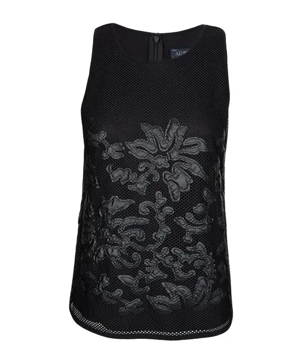 Emporio Armani Mesh Vest With Floral Appliqu