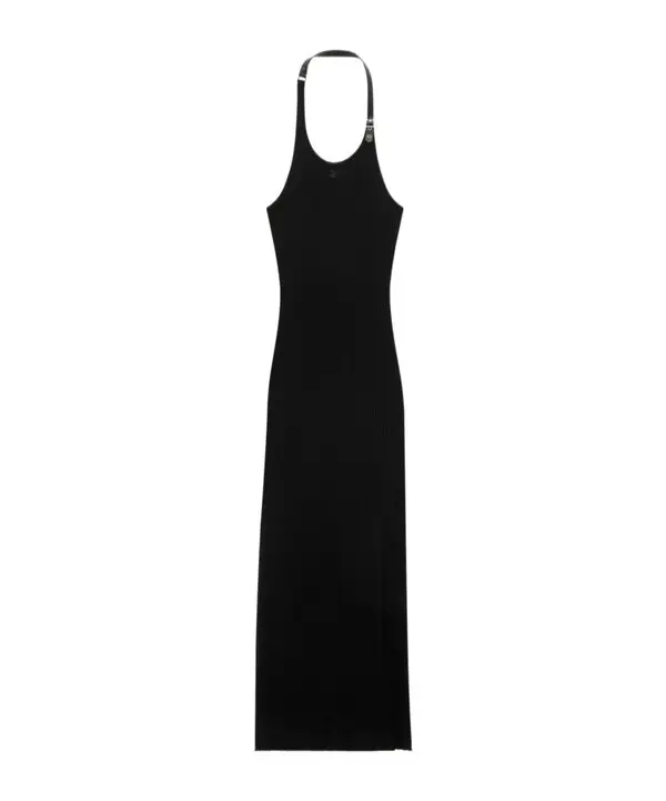 COURREGES Courrèges Holistic Buckle Rib Knit Long Dress - Black