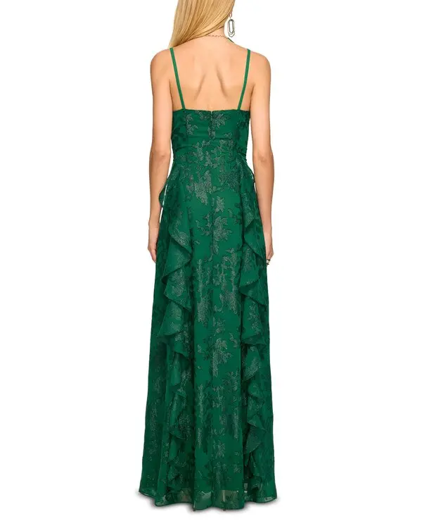 Ramy Brook Penelope V Neck Ruffled Gown
