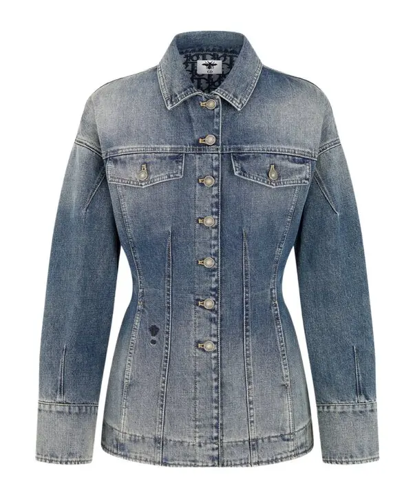 Dior Fitted Denim Jacket With Metal Buttons - Blue