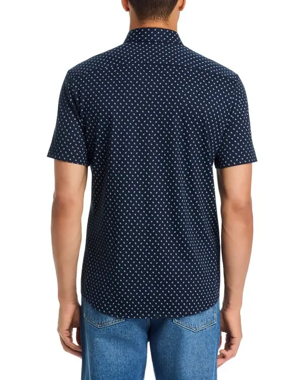 BOSS Roan Kent Collar Slim Fit Cotton Blend Patterned Shirt