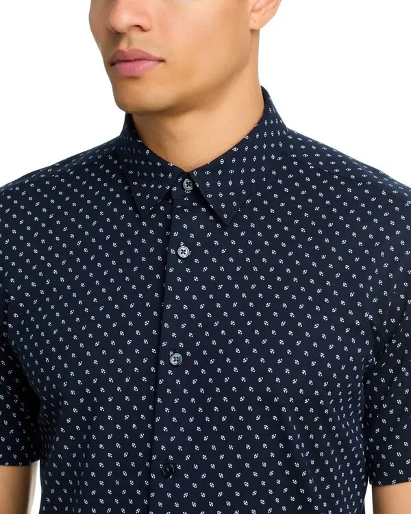 BOSS Roan Kent Collar Slim Fit Cotton Blend Patterned Shirt