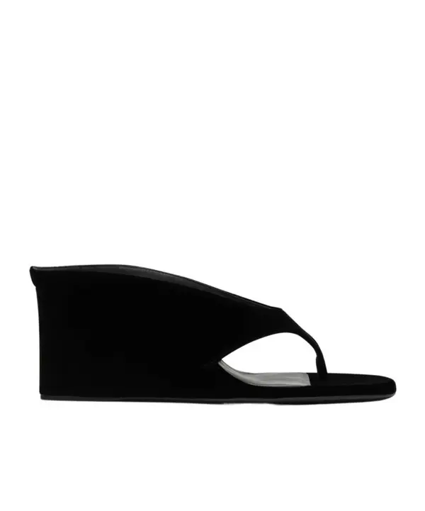 Alaïa Velvet Thong Wedge Mules