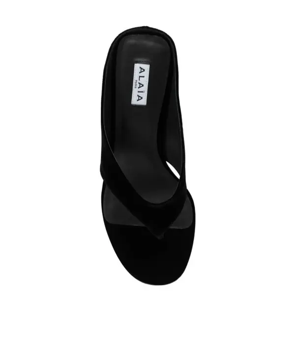 Alaïa Velvet Thong Wedge Mules
