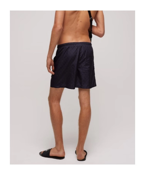 Gucci Allover Gg Print Polyester Poplin Swim Shorts - Dark Blue