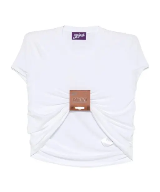 JEAN PAUL GAULTIER Short Sleeve Top With Pleated Design - White