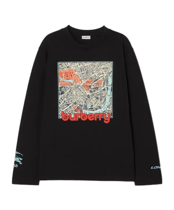 Burberry Long-sleeve London Map Cotton T-shirt