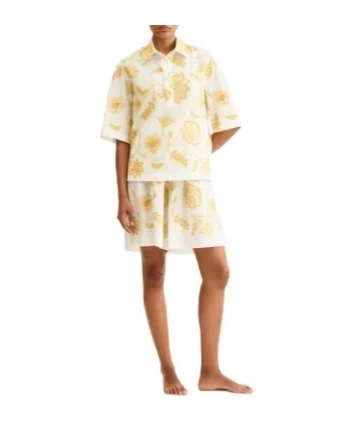 ERES Short Sleeve Floral Print Shirt - White